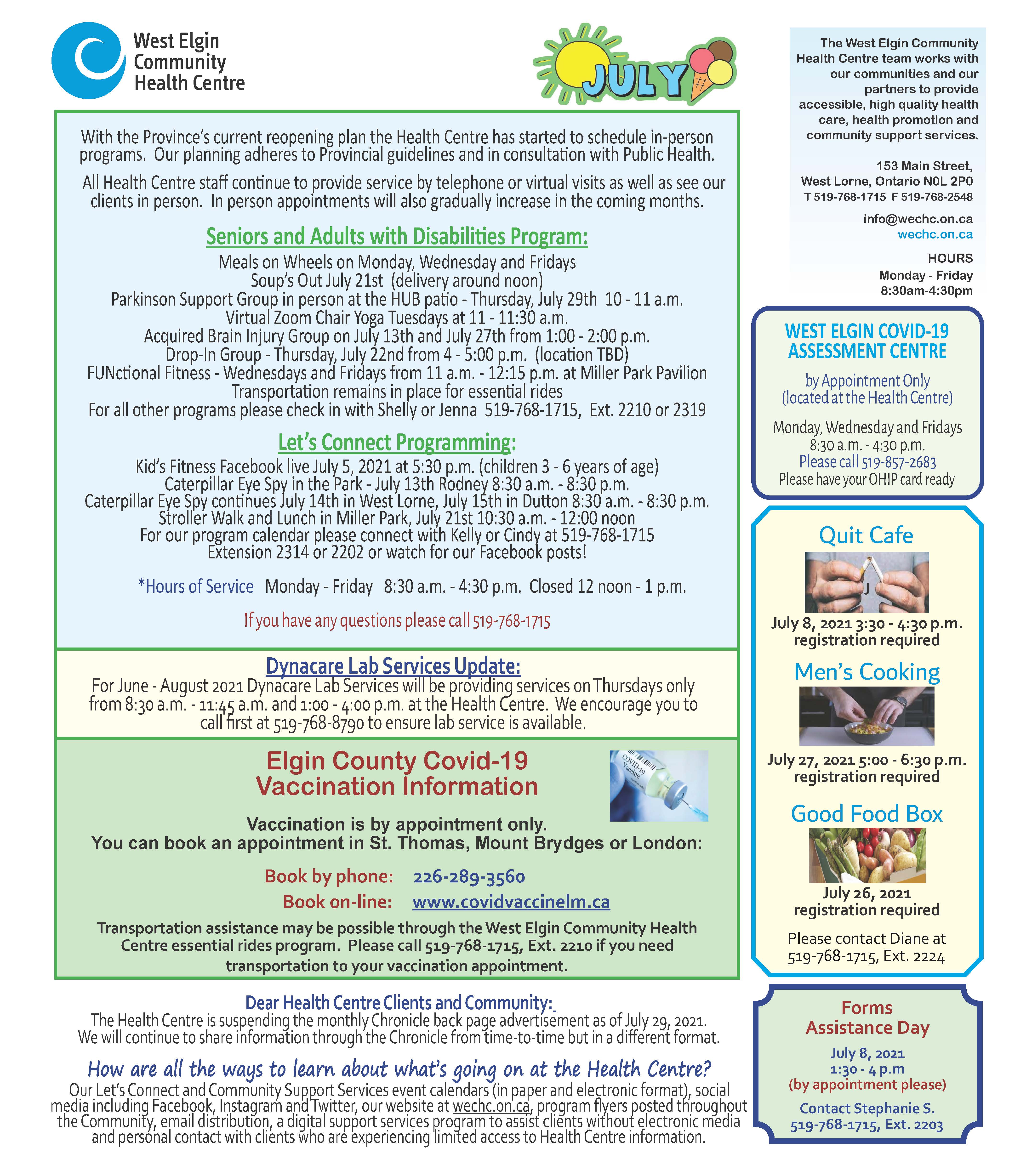 West Elgin Community Health Centre — What's New